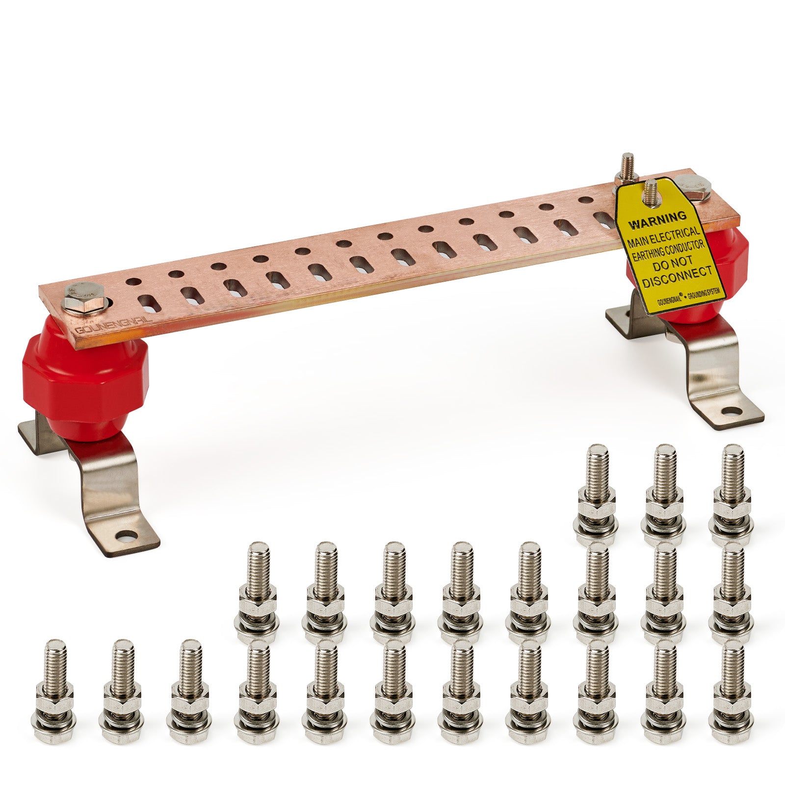 GOUNENGNAIL- 12" Copper Bus Bar,Heavy Duty Ground Bar Kit, 24 x 0.41 ...