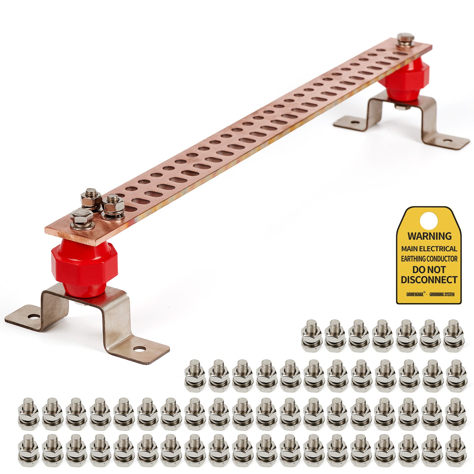 GOUNENGNAIL- 24" Copper Bus Bar,Heavy Duty Ground Bar Kit, 56 x 0.41 ...