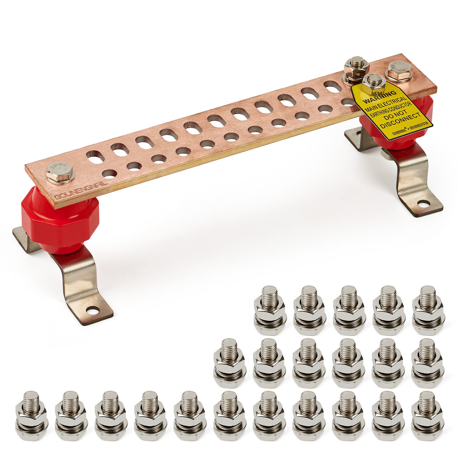 GOUNENGNAIL- 12" Copper Bus Bar,Heavy Duty Ground Bar Kit, 24 x 0.41 ...