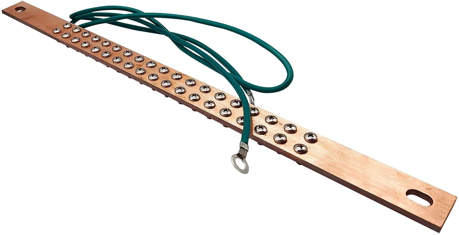 GOUNENGNAIL-19 Inch Copper Bus Bar Kit with 4 foot Grounding Cable for ...